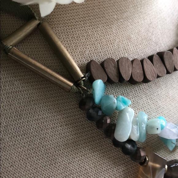 Make a wish | Jewelry | Layered Gem Stonewood Gold Metal W Sage Ribbon ...